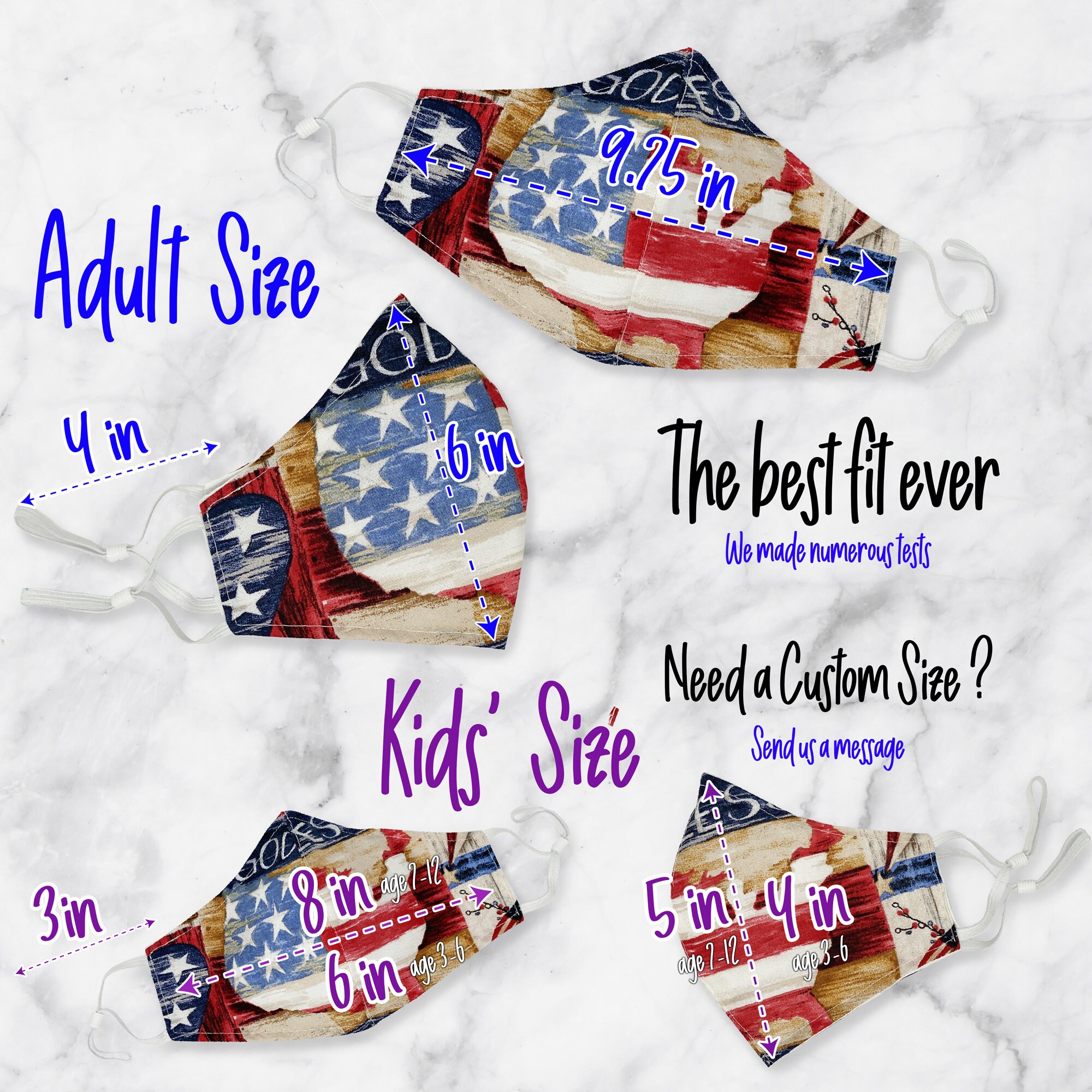 Patriotic United States Map American Flag Face Mask With Nose | Etsy