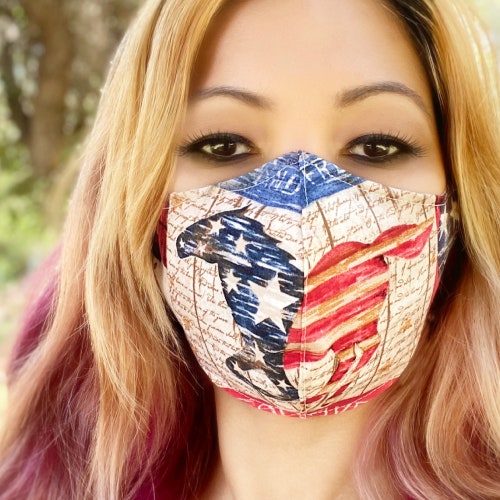 Patriotic American Flag Face Mask With Nose Wire and Filter - Etsy