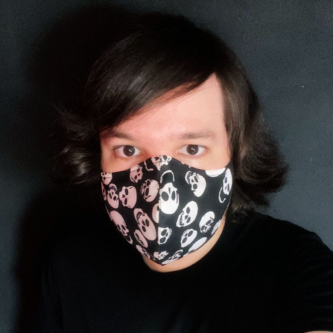 Skulls Face Mask / 3 capas con alambre nasal y bolsillo de filtro ...