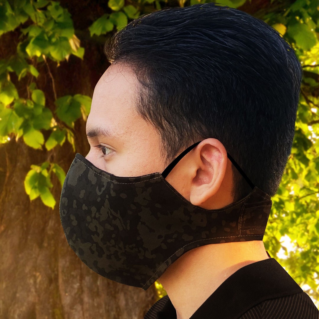 Dark Green Camouflage Hook and Loop Fastened Face Mask With Ear Loops ...