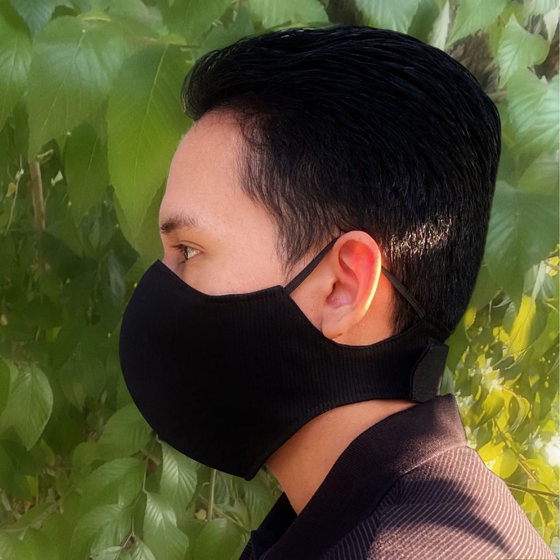 Black Hook and Loop Fastened Face Mask With Ear Loops Nose - Etsy