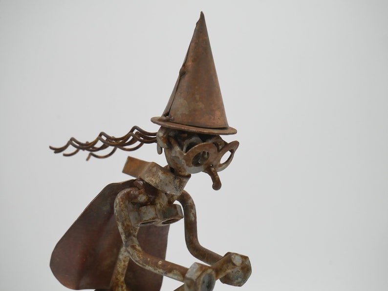 Vintage Steampunk Witch on a Broom Sculpture With Stand Copper and ...