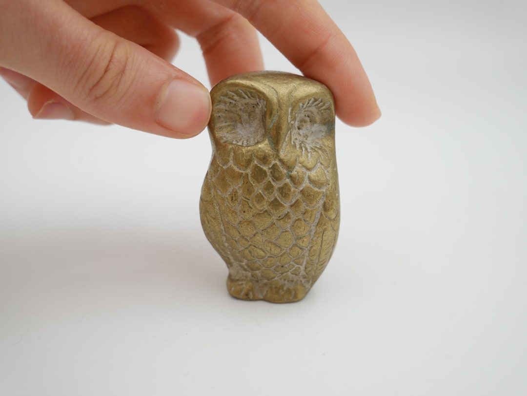 Mini Solid Brass Owl Sculpture - Etsy