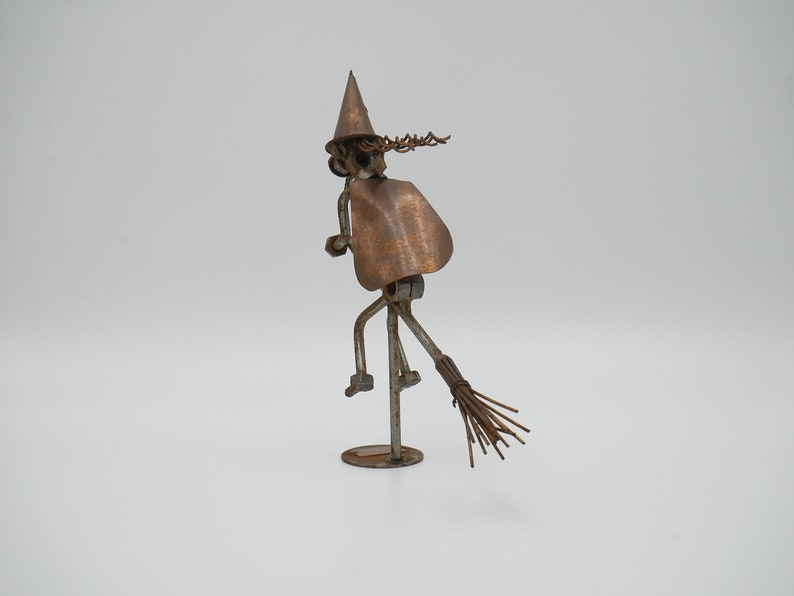 Vintage Steampunk Witch on a Broom Sculpture With Stand Copper and ...
