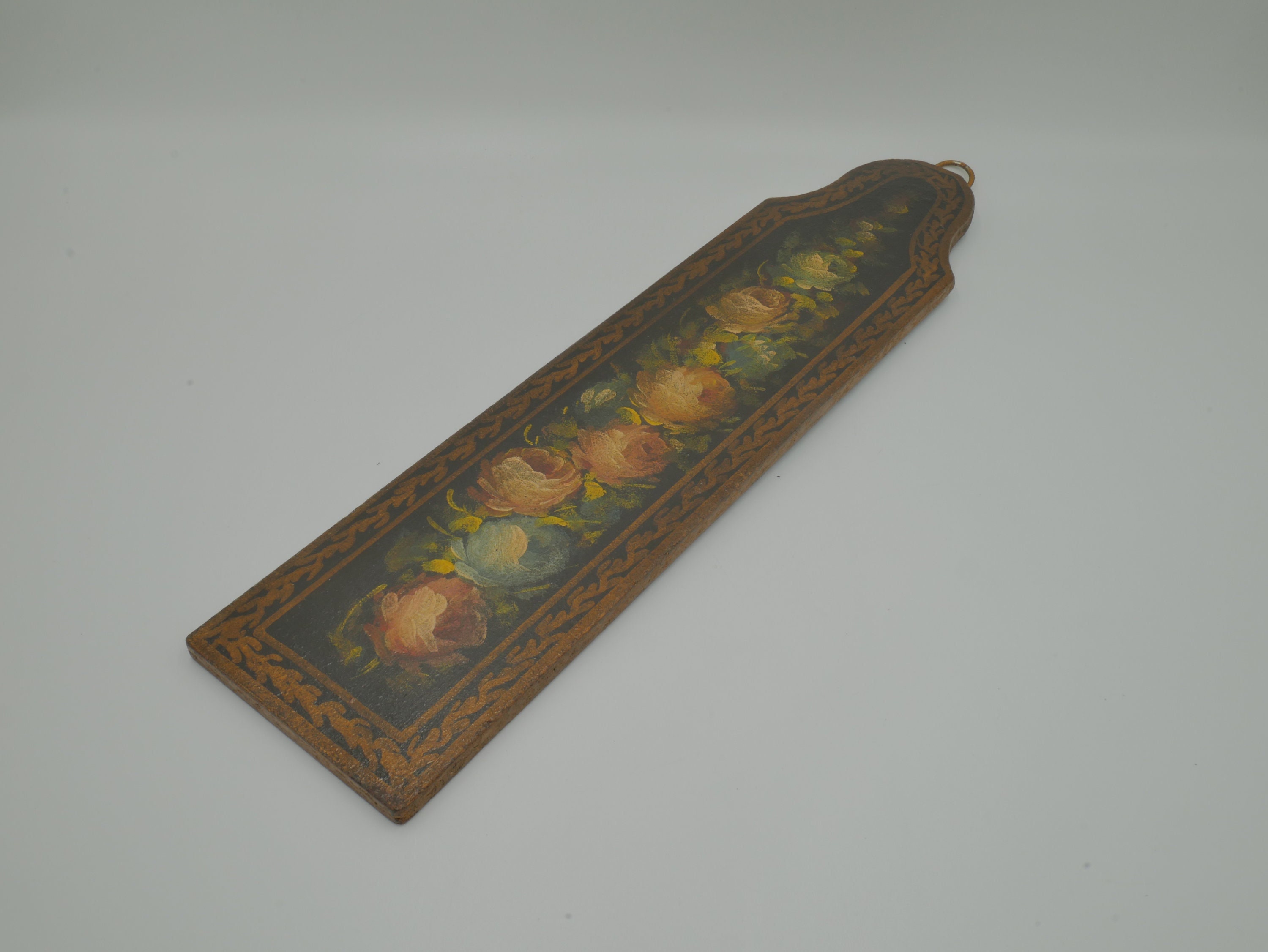 Vintage 1980s Tole Painting of Pink and Blue Roses Hand - Etsy