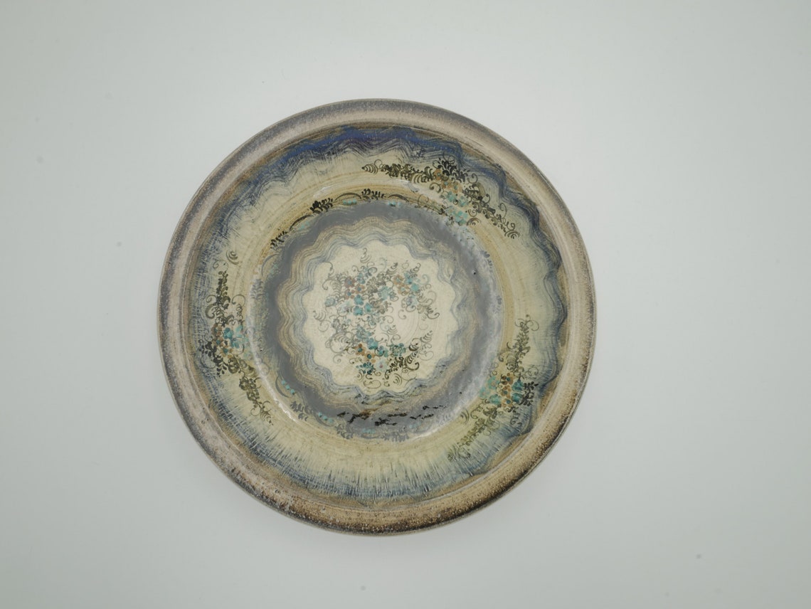 Vintage Hand Painted Blue Floral Ceramic Decorative Plate - Etsy