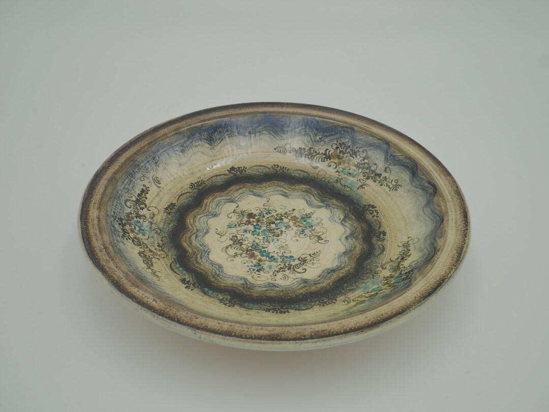 Vintage Hand Painted Blue Floral Ceramic Decorative Plate - Etsy
