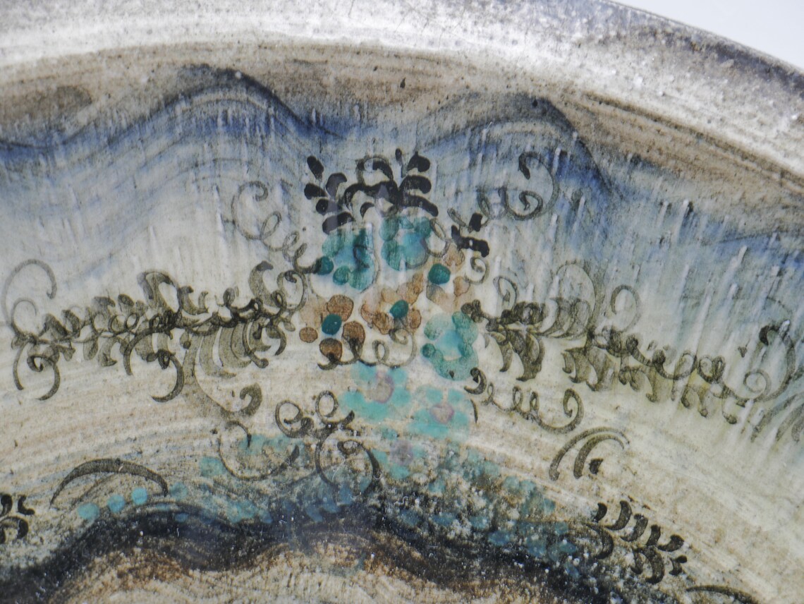 Vintage Hand Painted Blue Floral Ceramic Decorative Plate - Etsy