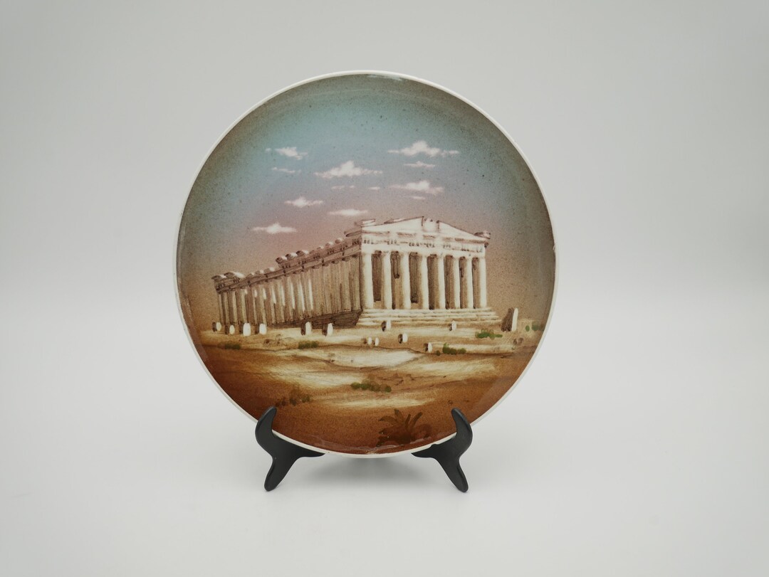 Vintage Parthenon Ceramic Wall Plate Hand Painted - Etsy