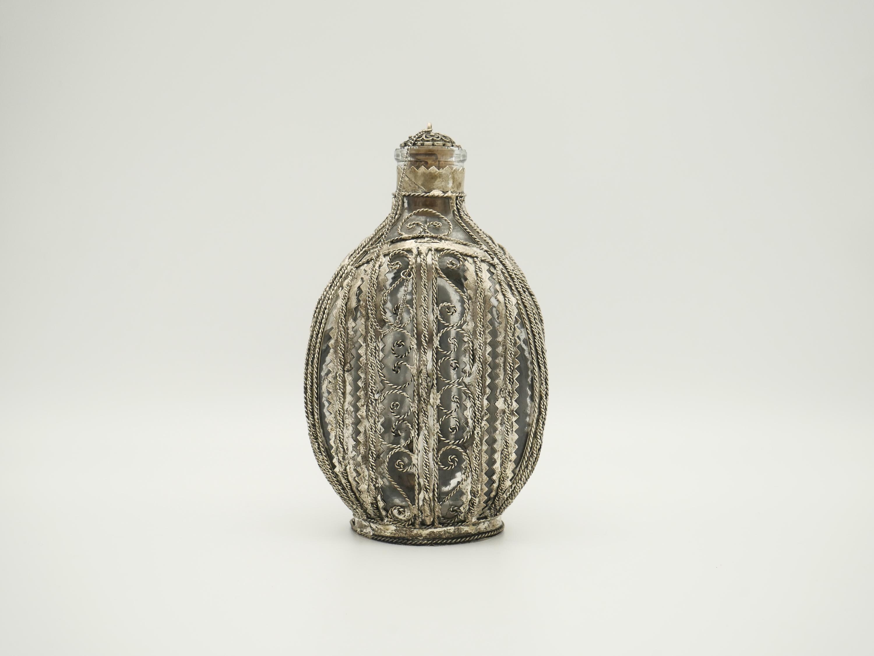Vintage Twisted Filigree Wire Overlay Decanter Three Sided Bottle With ...