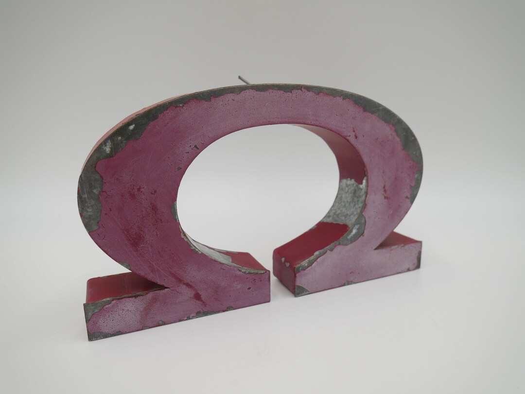 Greek Omega Red Metal Letter Industrial Marquee Sign - Etsy