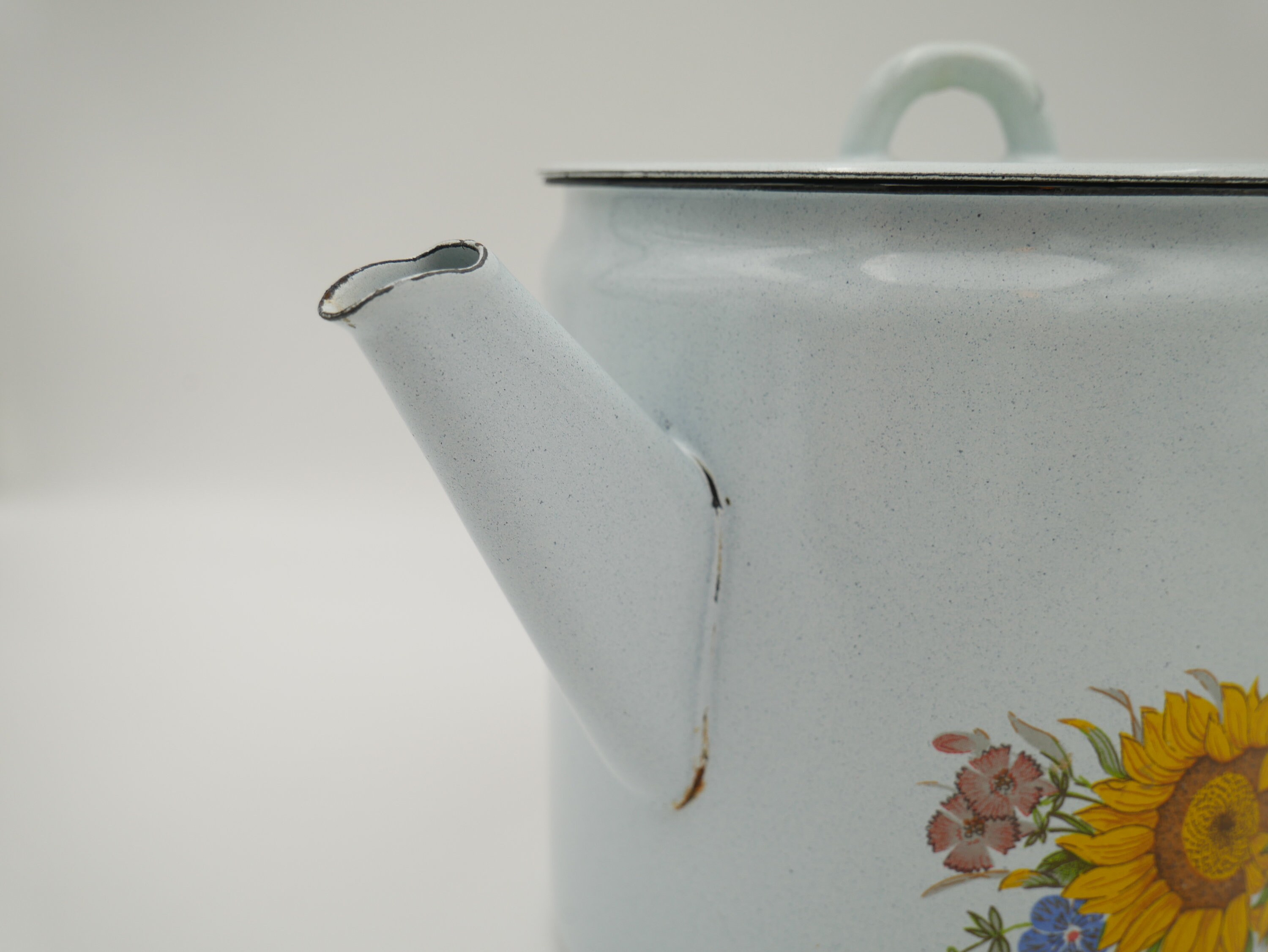 Vintage Large Enamel Kettle Teapot Decorated With Sunflowers - Etsy