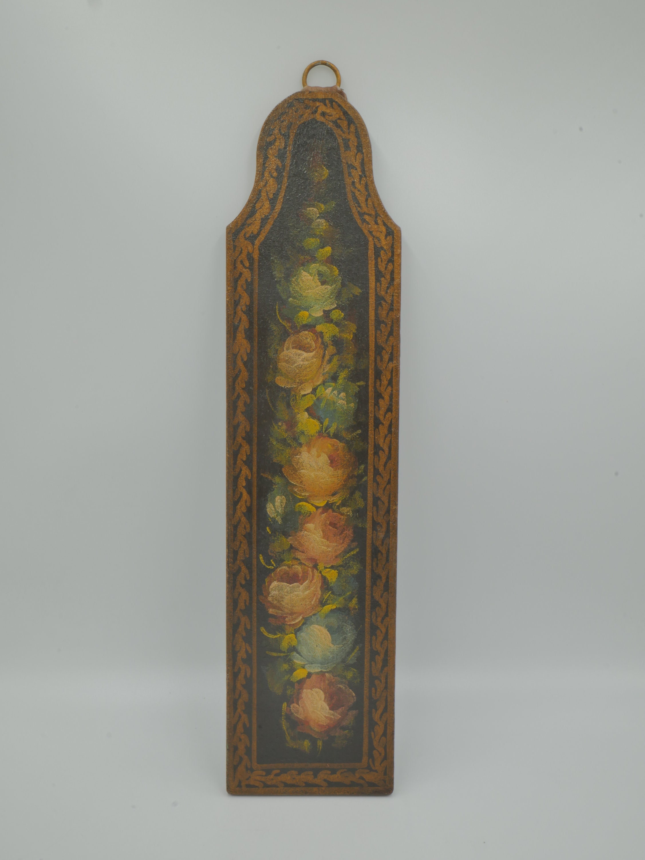 Vintage 1980s Tole Painting of Pink and Blue Roses Hand - Etsy