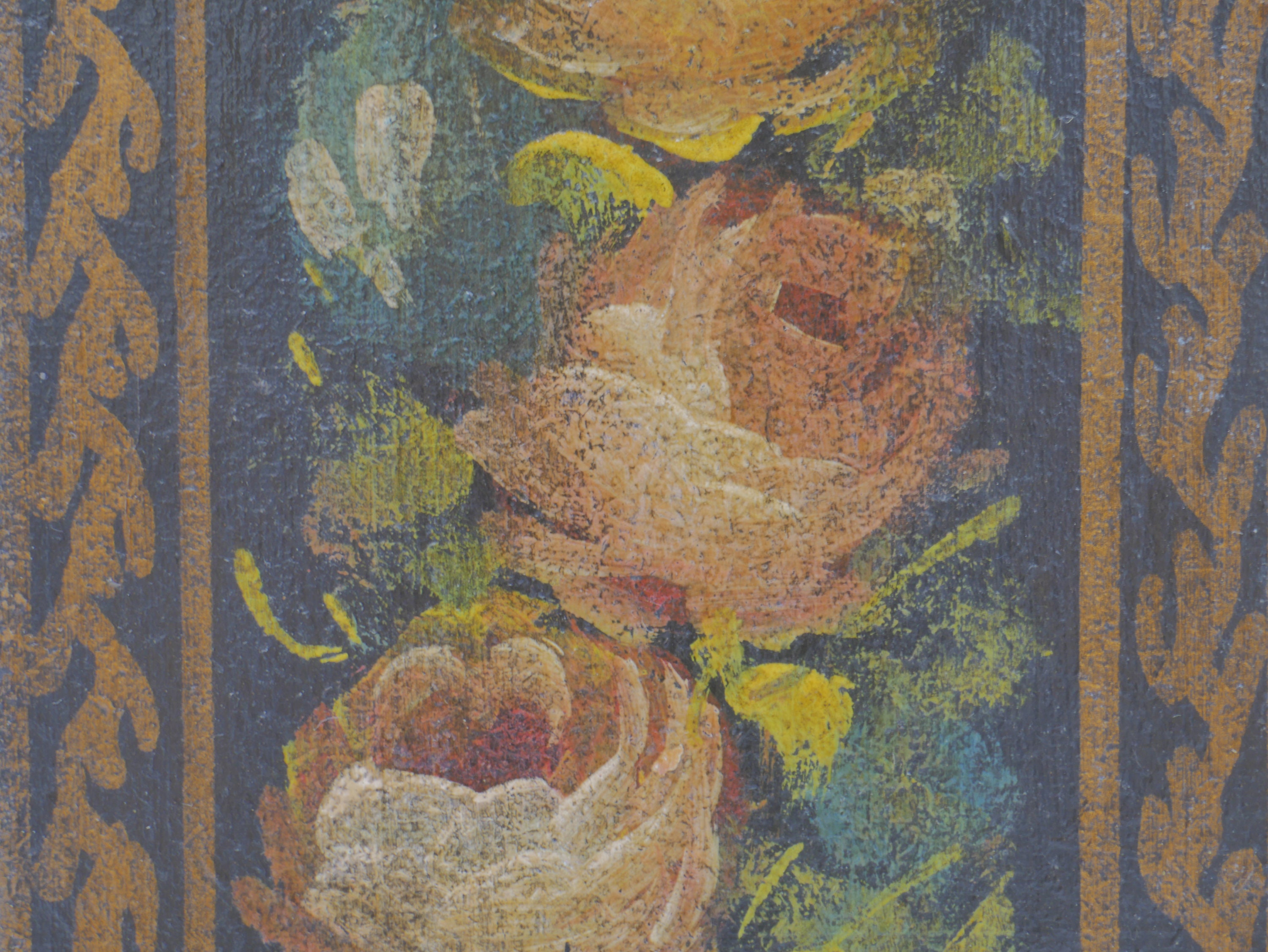 Vintage 1980s Tole Painting of Pink and Blue Roses Hand - Etsy