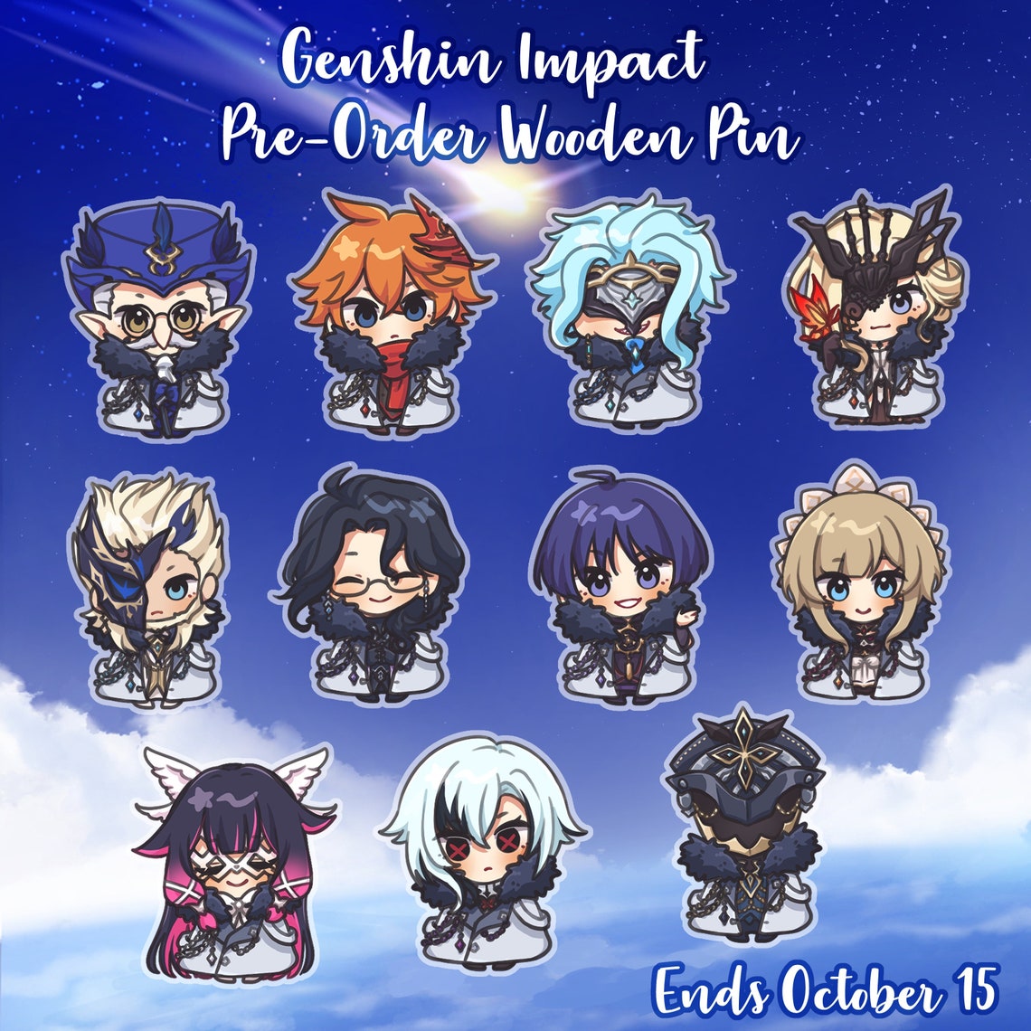 Genshin Impact Wooden Pin the Fatui - Etsy