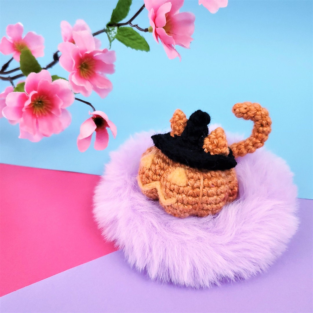 Handmade Halloween Witch Cat O'lantern Mini Amigurumi Plush - Etsy
