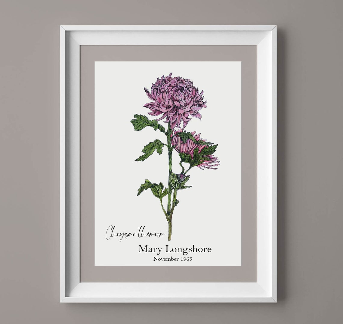 Personalised November Birth Flower Print / Birth Flower Hand - Etsy UK