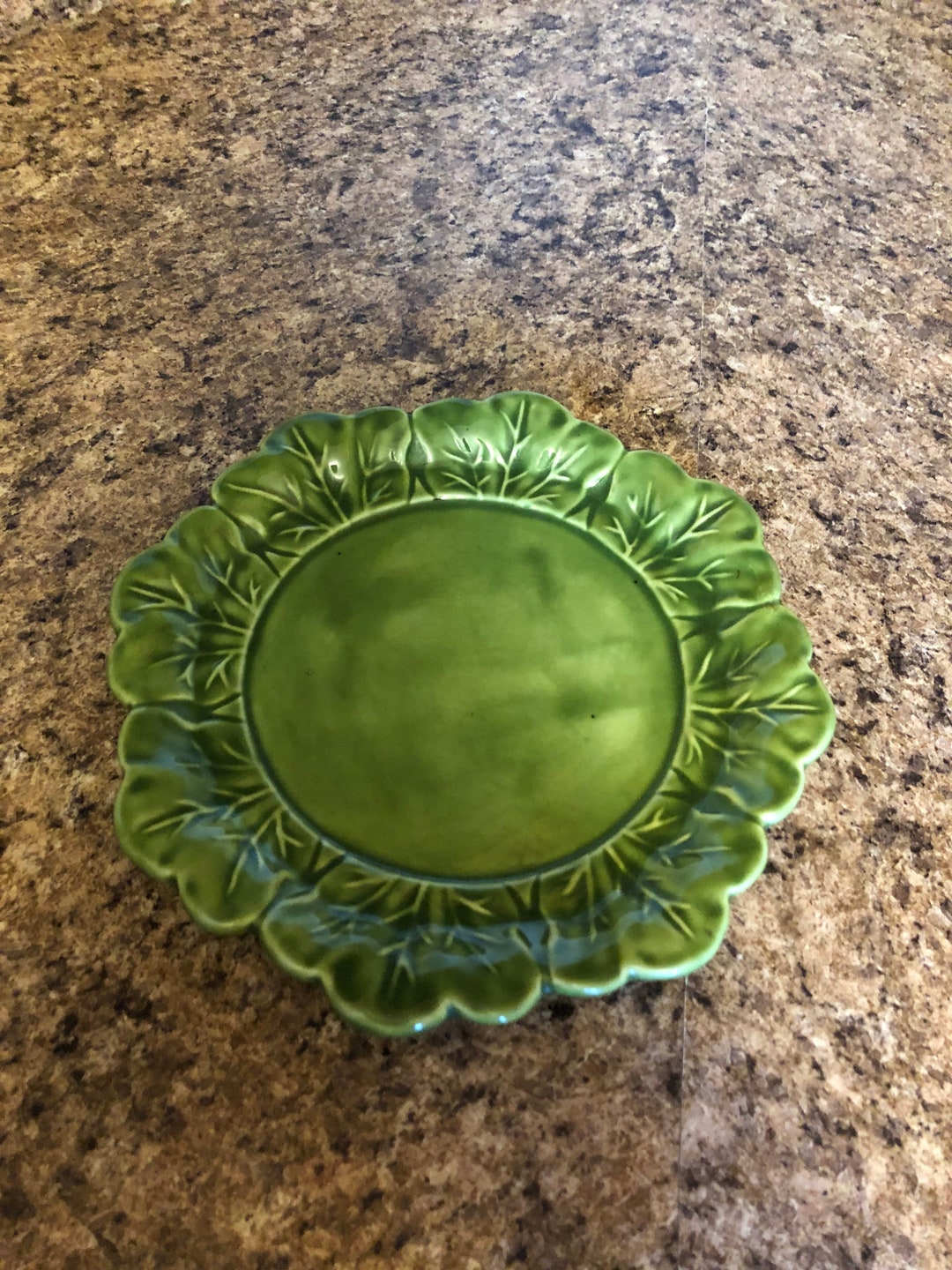 Vintage Green Lettuce Plate - Etsy