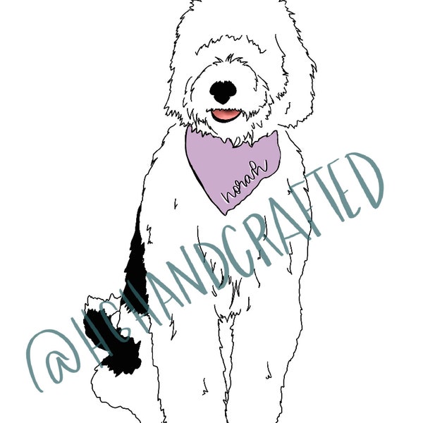 Sheepadoodle Drawing - Etsy