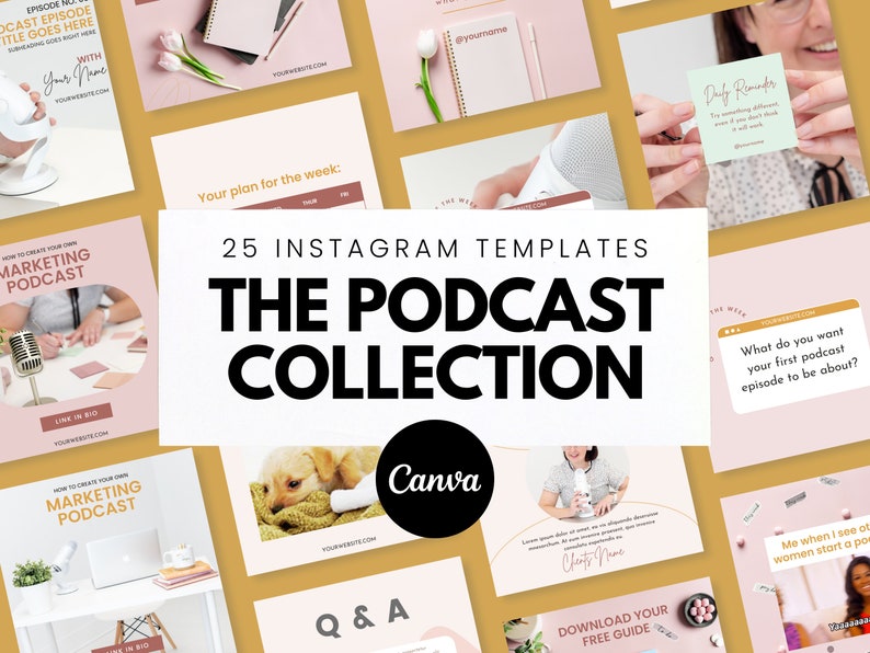 Podcast Instagram Templates, Canva Social Media Kit, Podcast Marketing ...