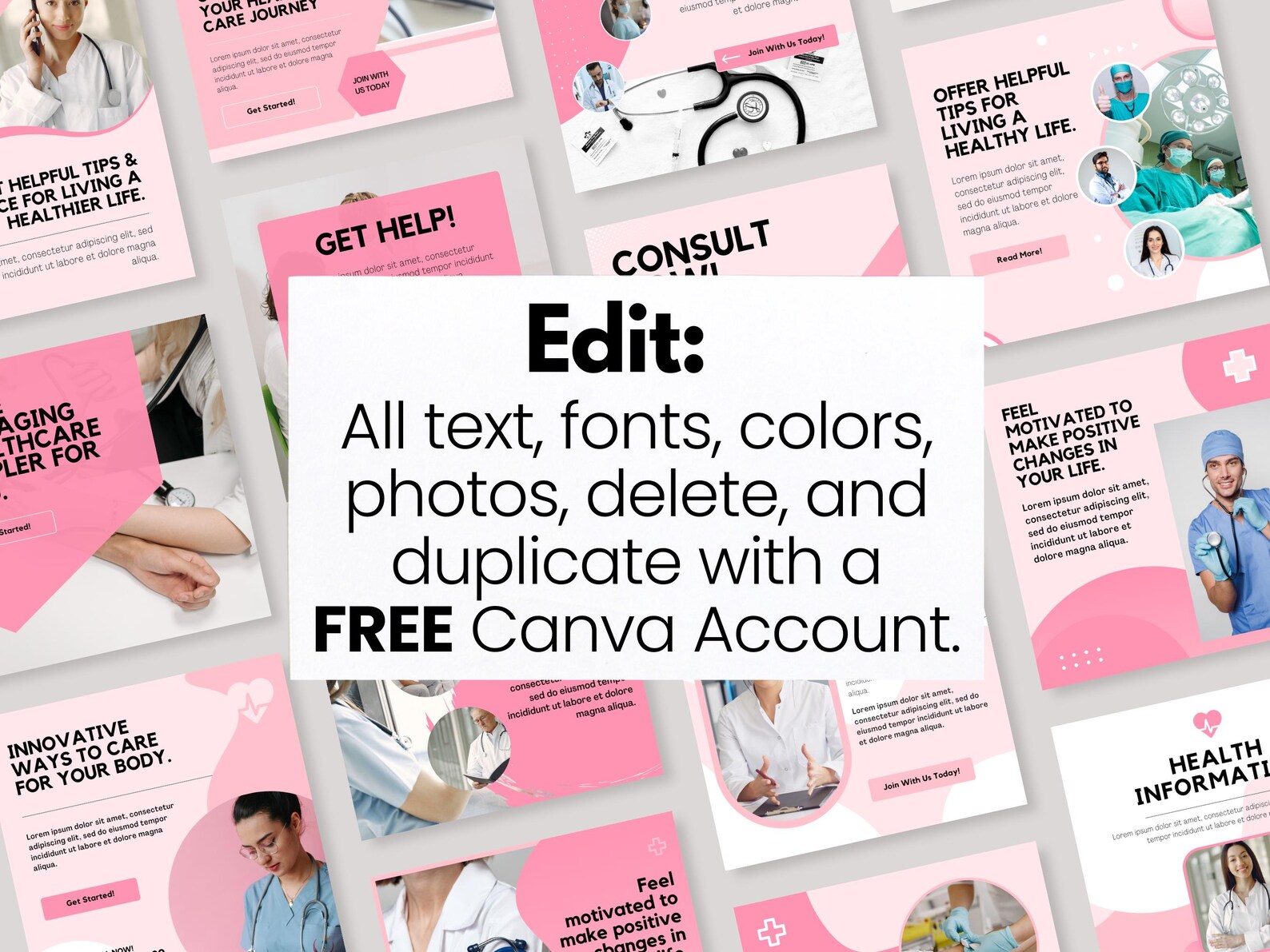 The Healthcare Collection Social Media Templates, Canva Template ...