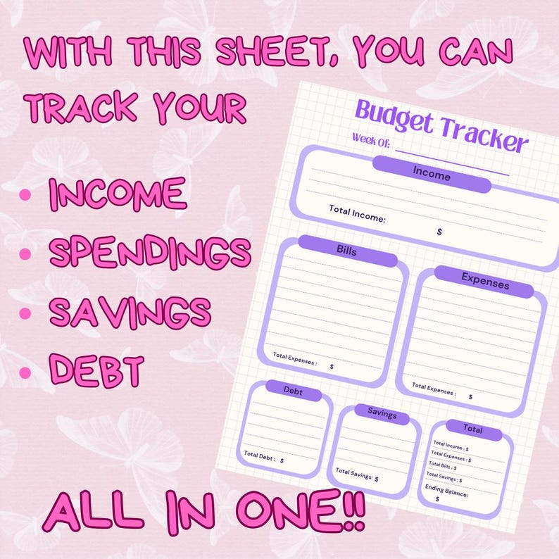 Printable Weekly Budget Tracker (PDF, PNG) - Etsy