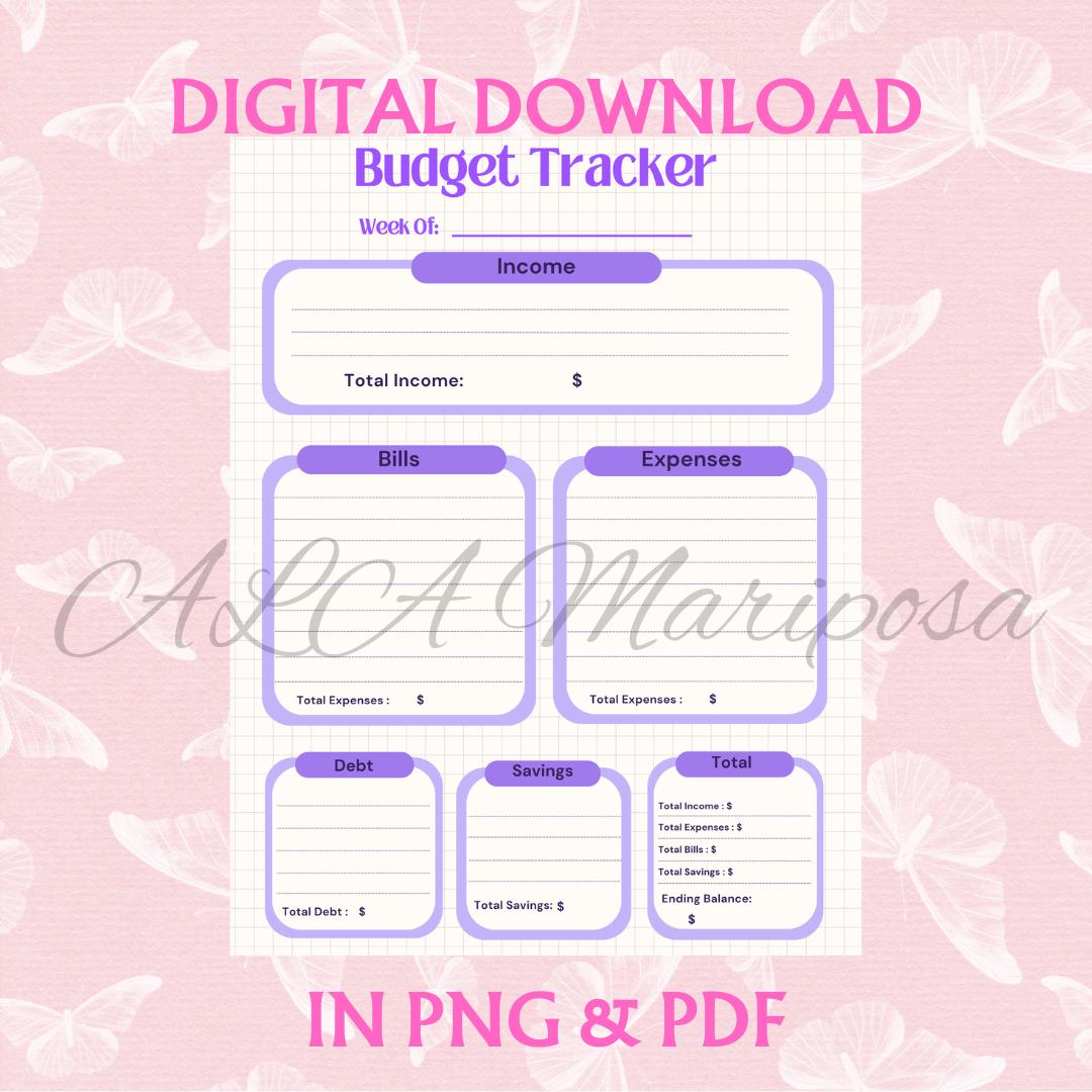 Printable Weekly Budget Tracker (PDF, PNG) - Etsy