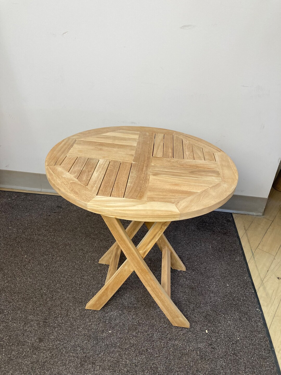 Teak Round Folding Table 19 3/4" - Etsy