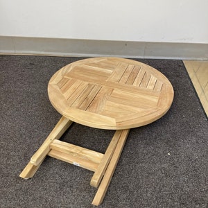 Teak Round Folding Table 19 3/4" - Etsy