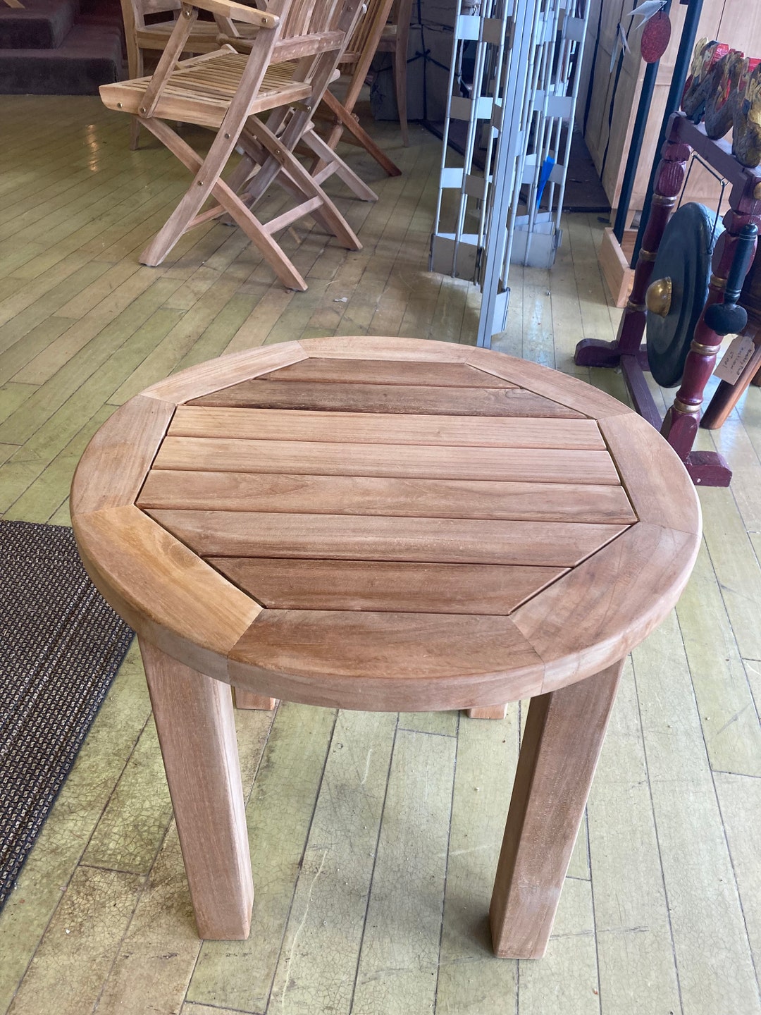 Teak Round Side Table - Etsy