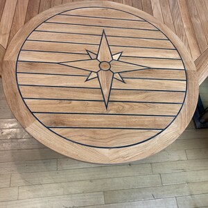Teak Boat Table Tops W/ Compass Rose Inlay - Very Nice! 2 Styles, 5 ...
