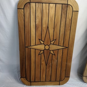 Teak Boat Table Tops W/ Compass Rose Inlay - Very Nice! 2 Styles, 5 ...