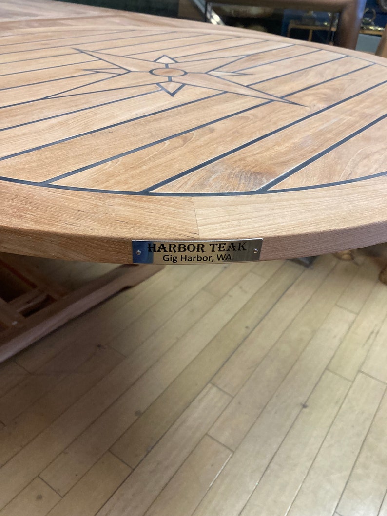 Teak Boat Table Tops W/ Compass Rose Inlay - Very Nice! 2 Styles, 5 ...