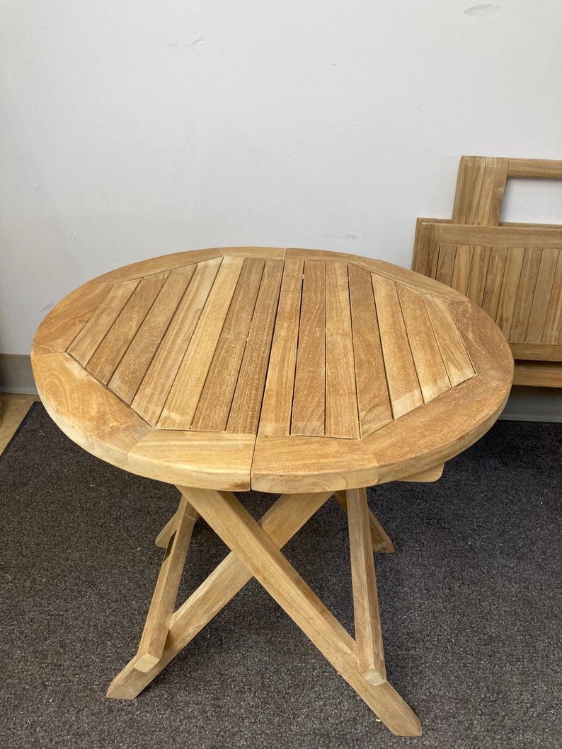 Teak Round "picnic" Folding Table 19 1/2" - Etsy