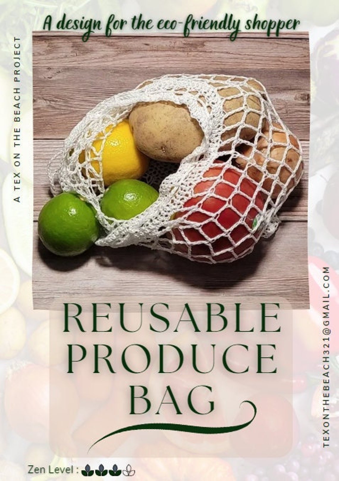 Crochet Pattern Reusable Produce Bag (digital Download of PDF Pattern ...