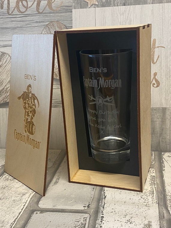 Personalised Captain Morgan Rum Glass Gift Box Personalised | Etsy