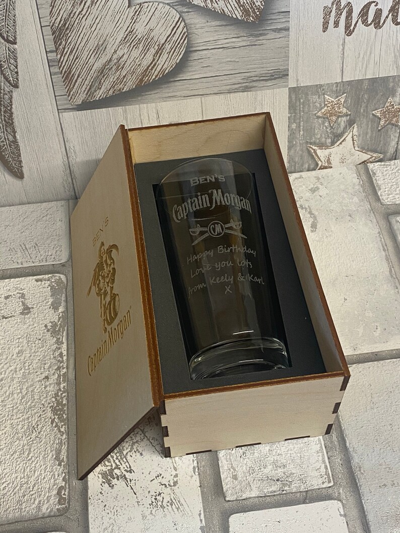Personalised Captain Morgan Rum Glass Gift Box Personalised | Etsy