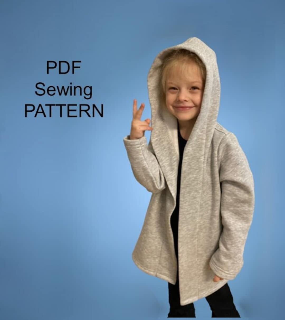 Long Kardigan With Hood - PDF Sewing Pattern, PDF Pattern for Coat, PDF ...