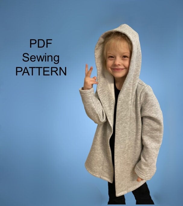 Long Kardigan With Hood - PDF Sewing Pattern, PDF Pattern for Coat, PDF ...