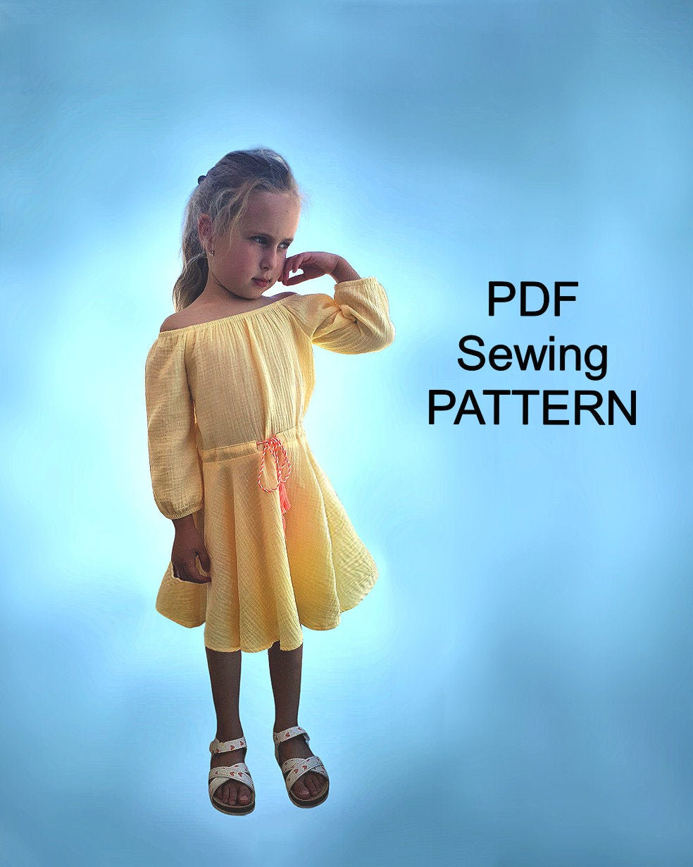 Off Shoulders Dress Pdf Pattern PDF Pattern Girls Pdf - Etsy