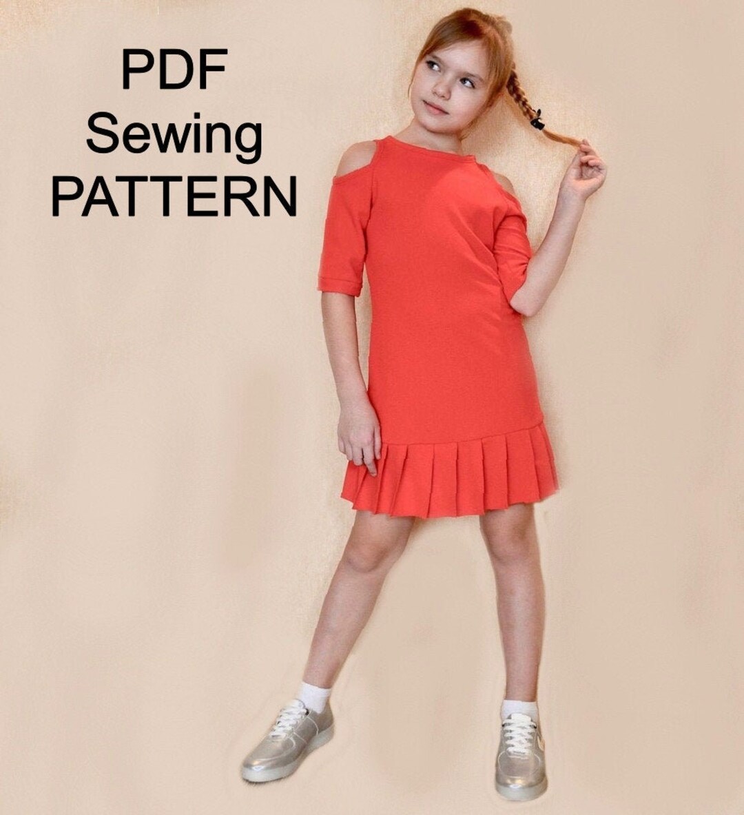 Slits Shoulders Dress - PDF Pattern, PDF Pattern Girls, Pdf Patterns ...