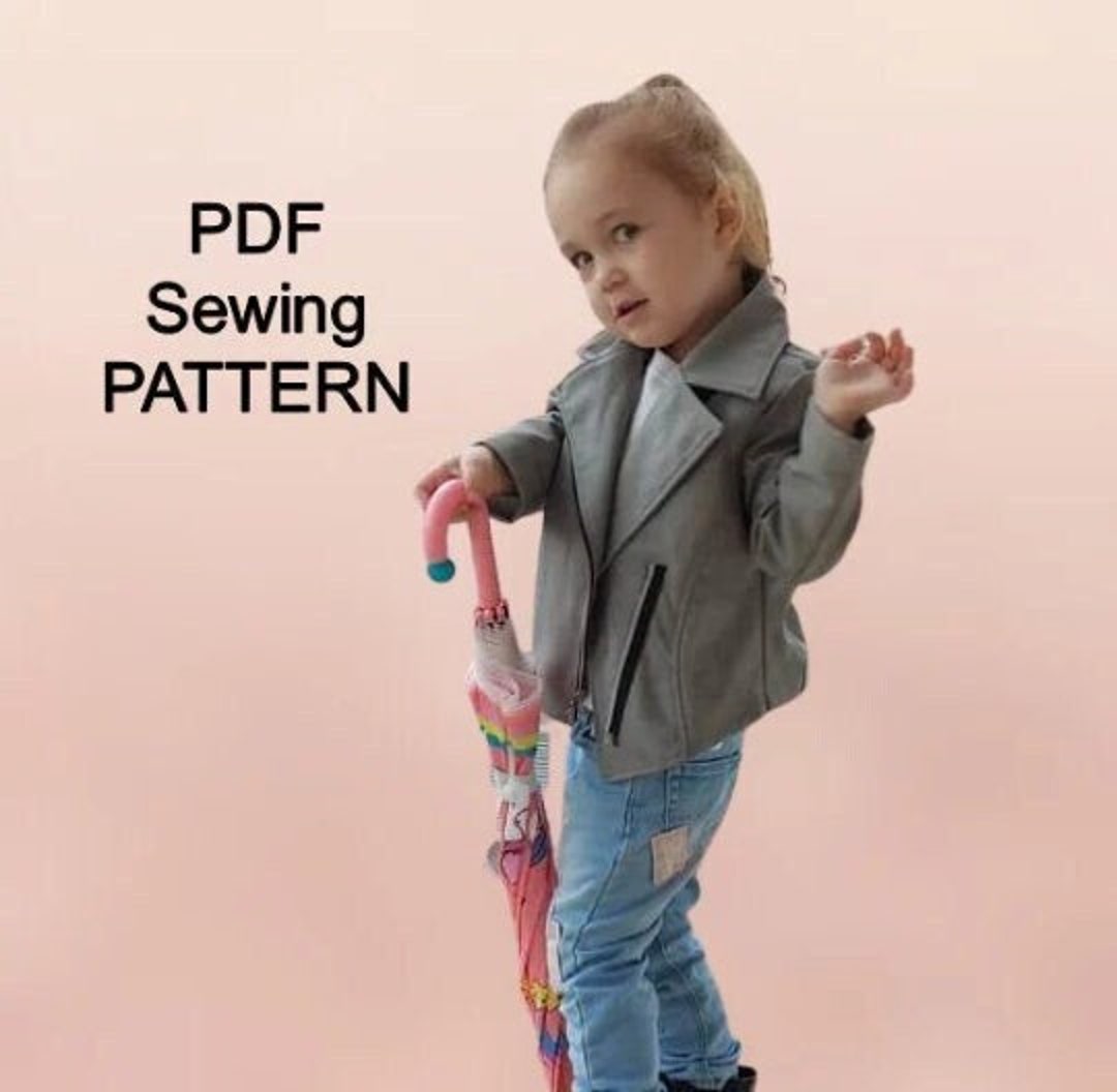 Girls Leather Biker Jacket PDF Pattern, Sewing Patterns for Girls, PDF ...
