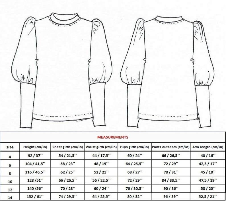 Long Sleeve Top PDF Pattern, Girls Blouse Pattern, PDF Pattern for ...