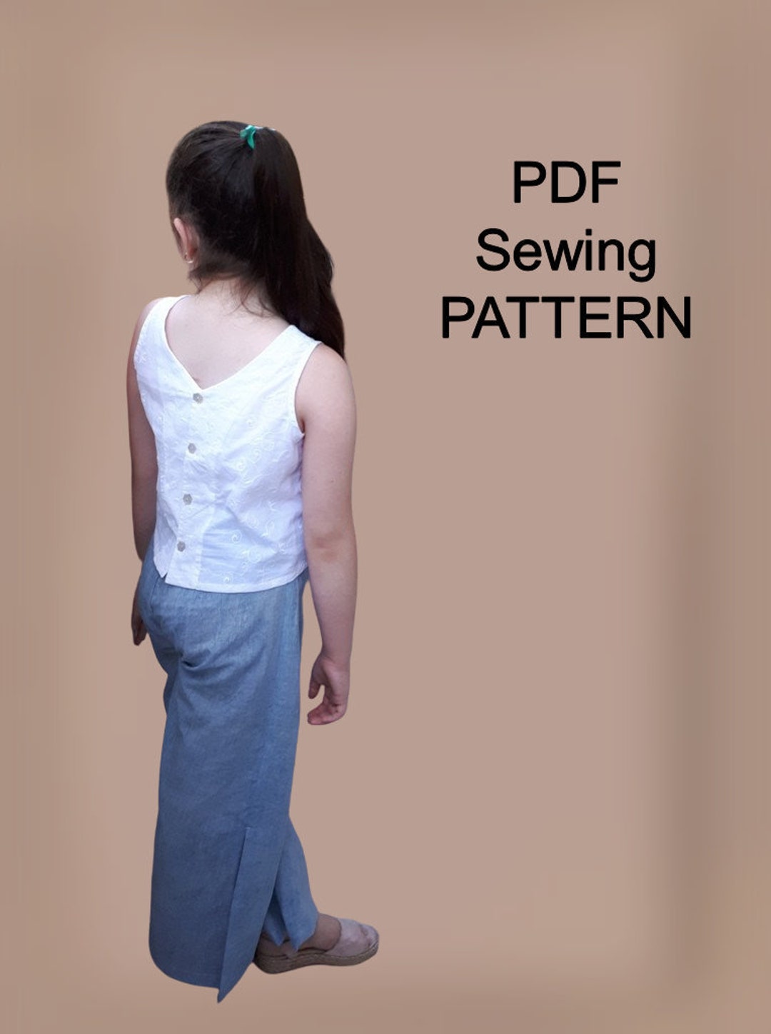 Girls Sleeveless Top - Pdf Pattern, PDF Pattern for Girls, Clothing ...