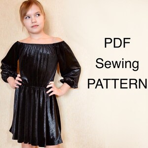 Off Shoulders Dress Pdf Pattern, PDF Pattern Girls, Pdf Patterns Kids ...