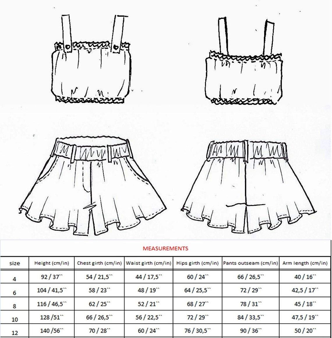 Divided Skirt and Crop Top PDF Pattern Kids Pdf Pattern - Etsy UK