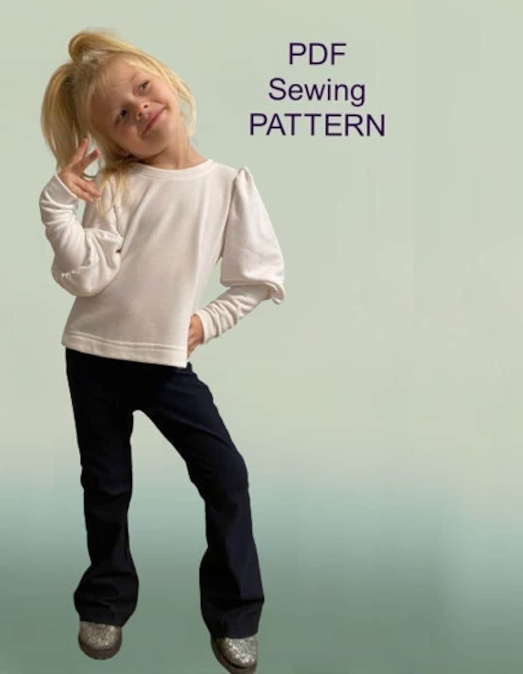 Long Sleeve Top PDF Pattern, Girls Blouse Pattern, PDF Pattern for ...