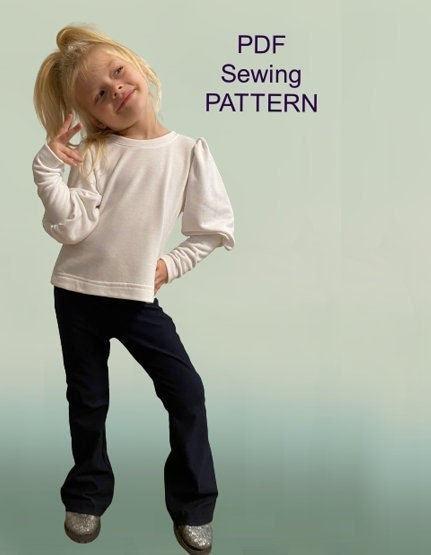 Long Sleeve Top PDF Pattern, Girls Blouse Pattern, PDF Pattern for ...