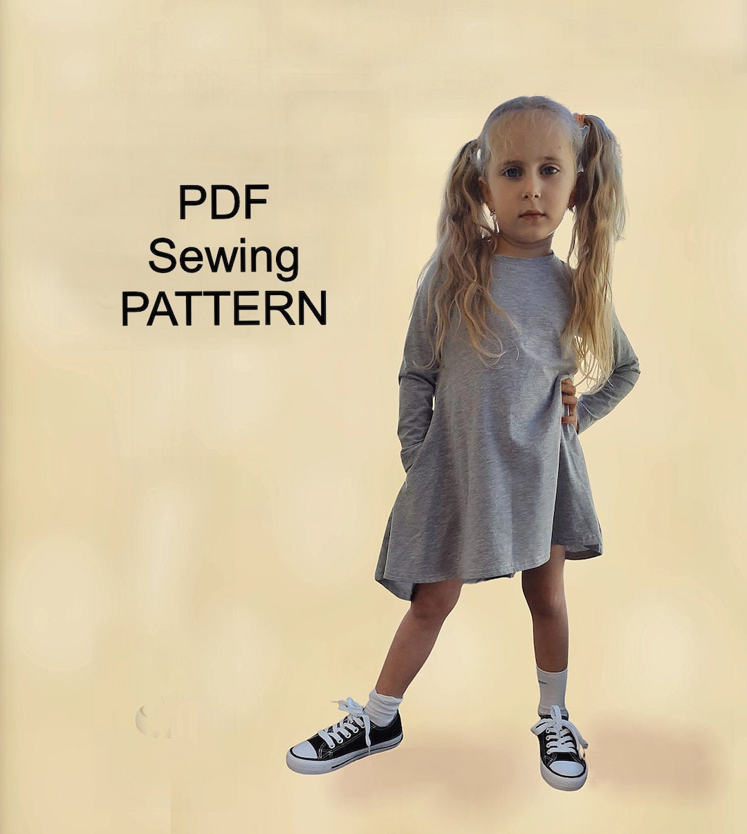 Casual Modal Dress for Girl - PDF Pattern, PDF Pattern for Girls, Pdf ...