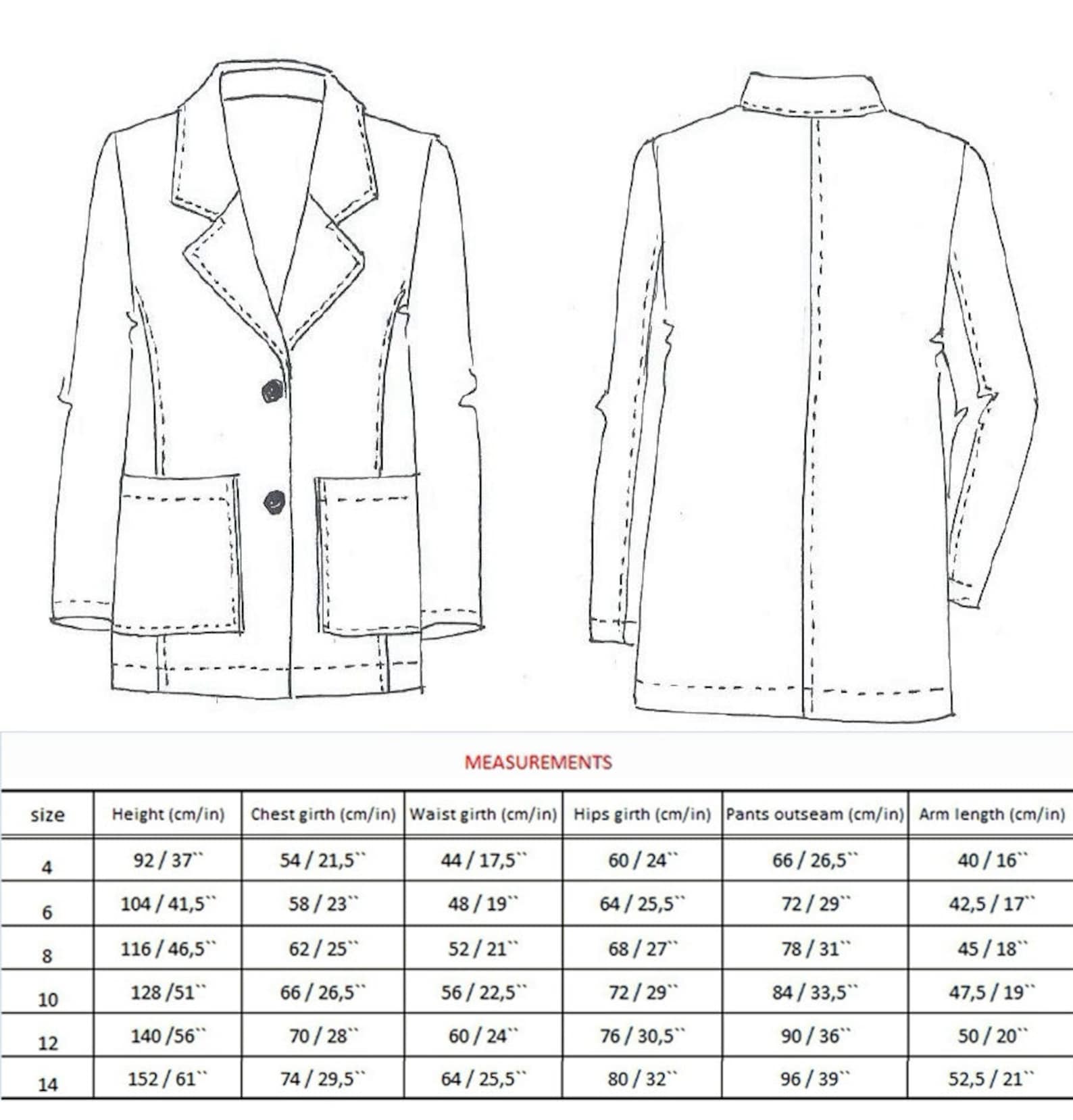 Girls Jacket - PDF Pattern, Sewing Patterns for Girls, PDF Pattern for ...